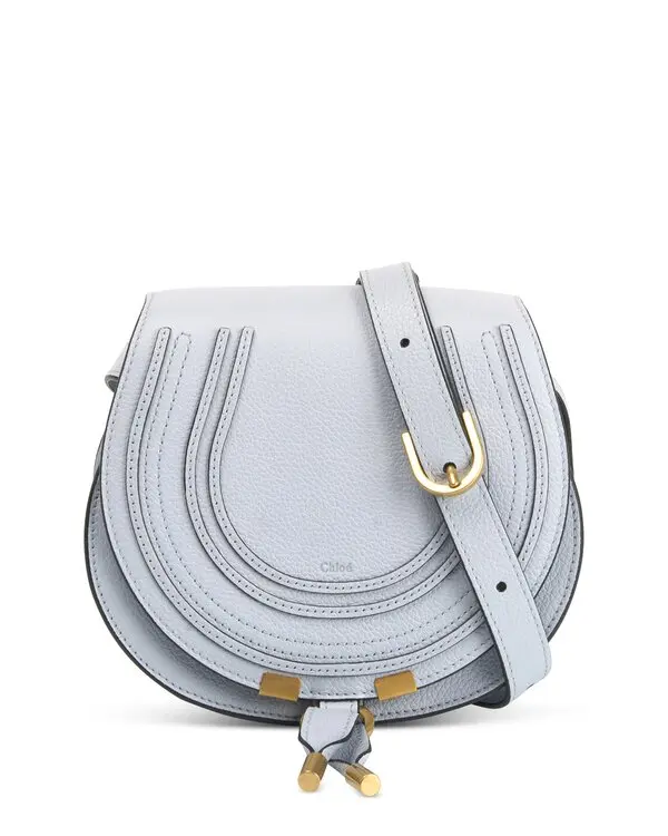 Chloé Marcie Small Saddle Bag - Graceful Blue/gold