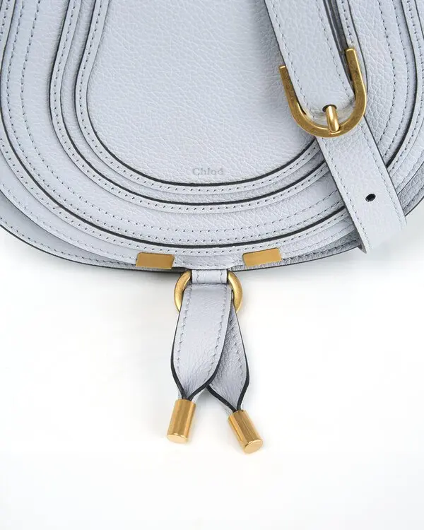 Chloé Marcie Small Saddle Bag - Graceful Blue/gold