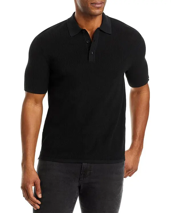 Rag & Bone Harvey Knit Polo Shirt - Black