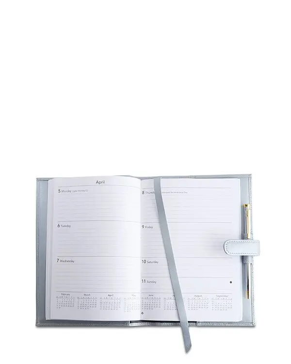 ROYCE NEW YORK Executive Leather Daily Planner - Silver