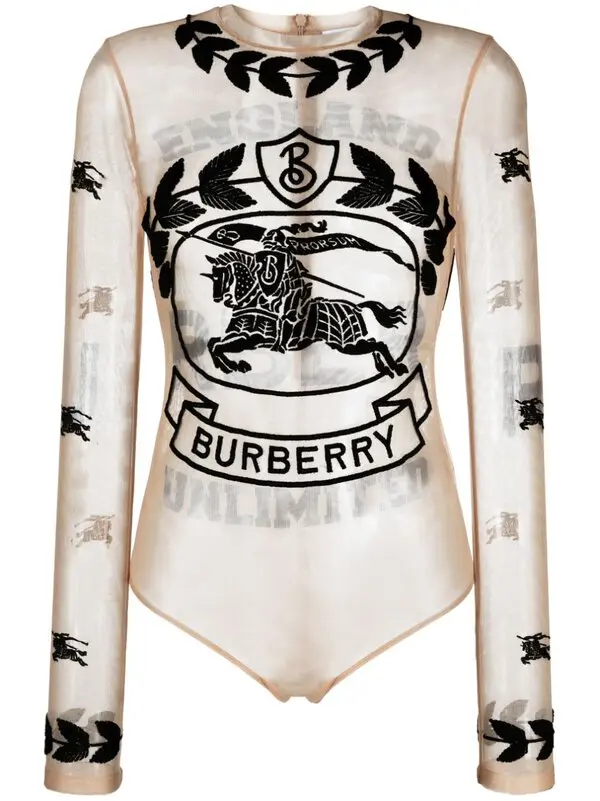 Burberry Embroidered Stretch Tulle Bodysuit