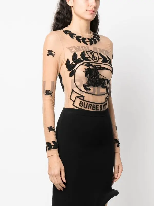 Burberry Embroidered Stretch Tulle Bodysuit