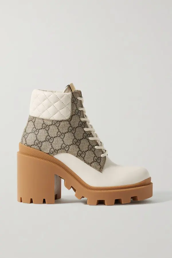 Gucci Trip Logo-print Coated-canvas And Leather Ankle Boots