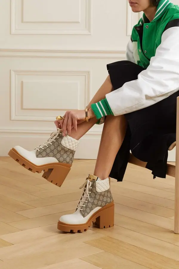 Gucci Trip Logo-print Coated-canvas And Leather Ankle Boots