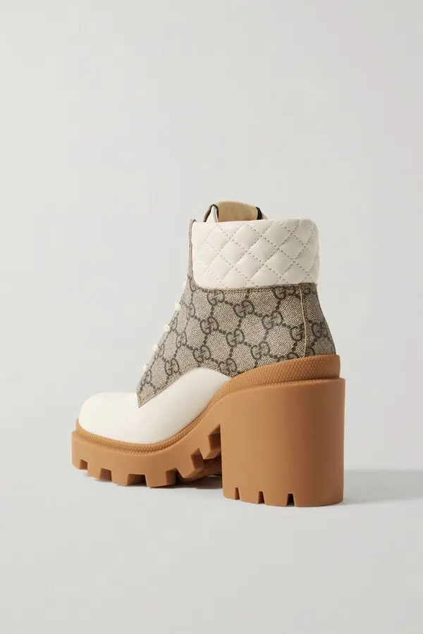 Gucci Trip Logo-print Coated-canvas And Leather Ankle Boots