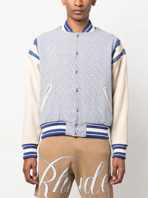 Rhude Diamond-jacquard Baseball Jacket