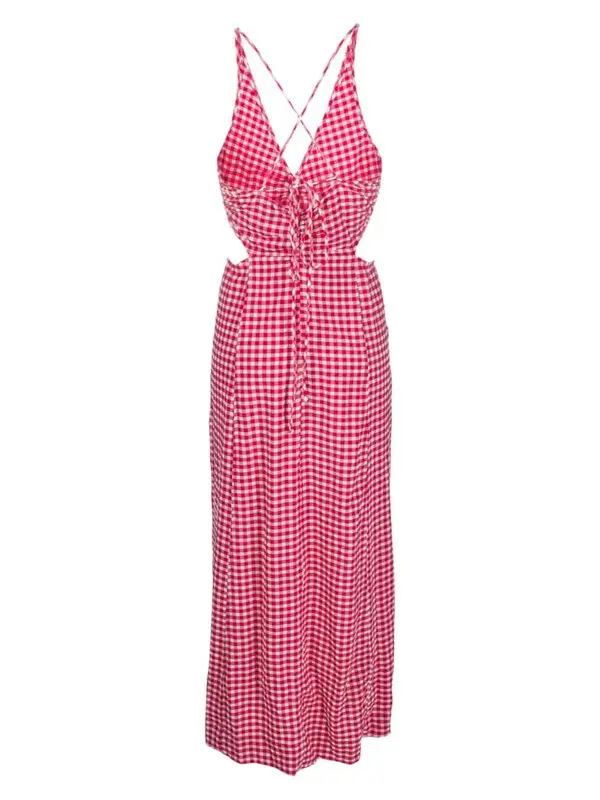 ganni pink seersucker dress Ganni Cotton Seersucker Maxi Dress Pink Nectar Size 40