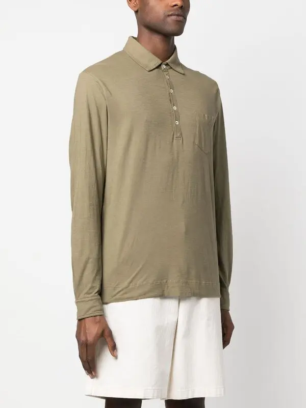 Massimo Alba Long-sleeve Cotton Polo Shirt - Green