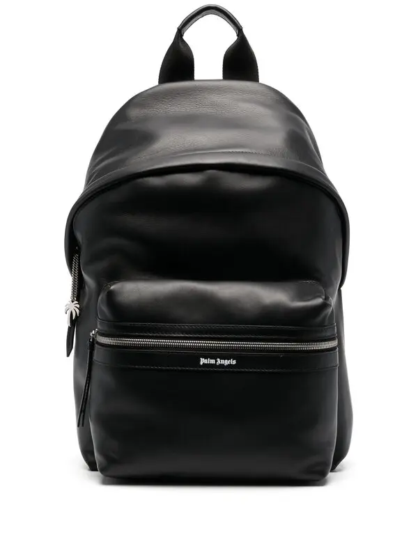 Palm Angels Logo-print Leather Backpack - Black