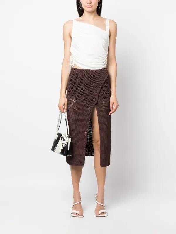 ANDREĀDAMO Crochet-knit Midi Skirt - Brown