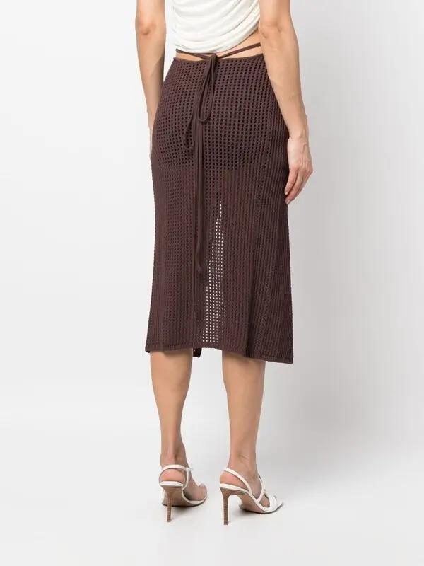ANDREĀDAMO Crochet-knit Midi Skirt - Brown