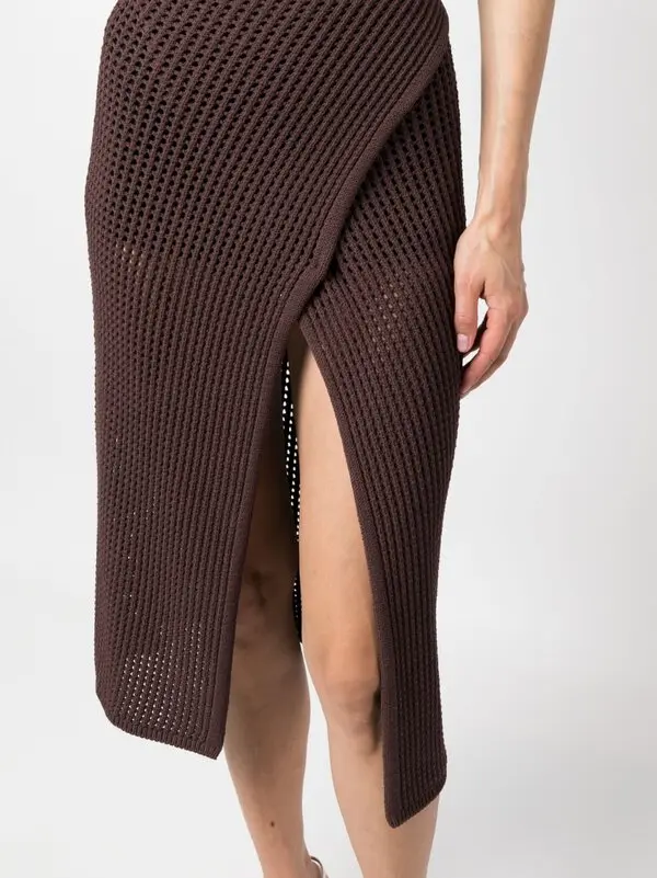 ANDREĀDAMO Crochet-knit Midi Skirt - Brown