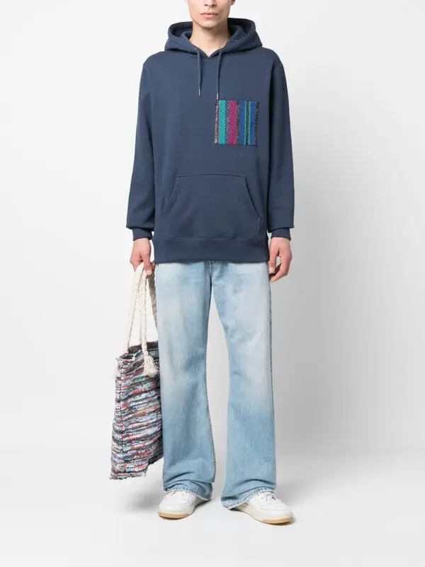 BENJAMIN BENMOYAL Striped-patch Organic-cotton Hoodie