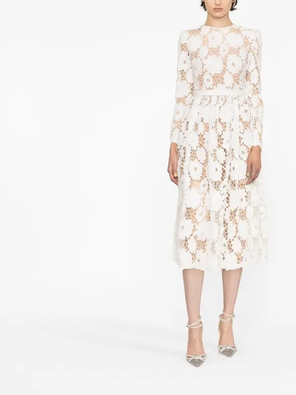 self portrait cotton lace midi dress 3D Cotton Lace Midi Dress