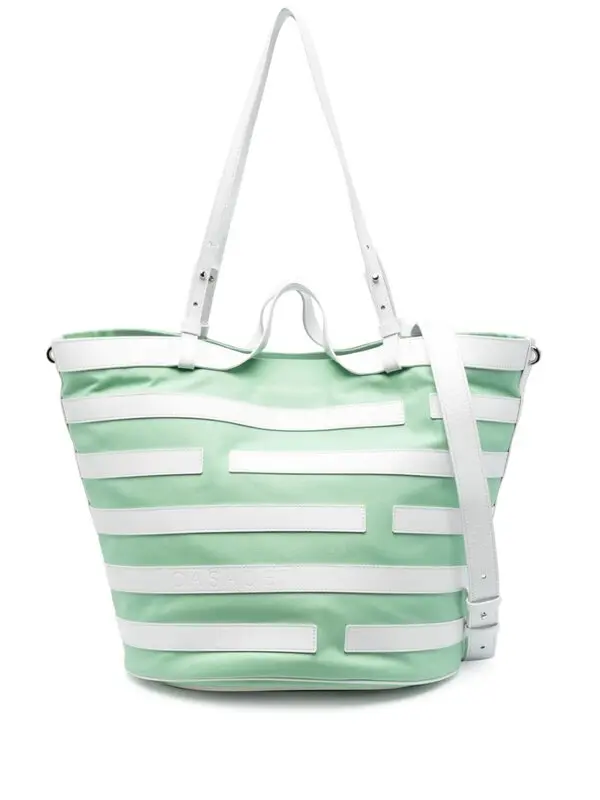 Casadei Stripe-pattern Leather Tote Bag - Green