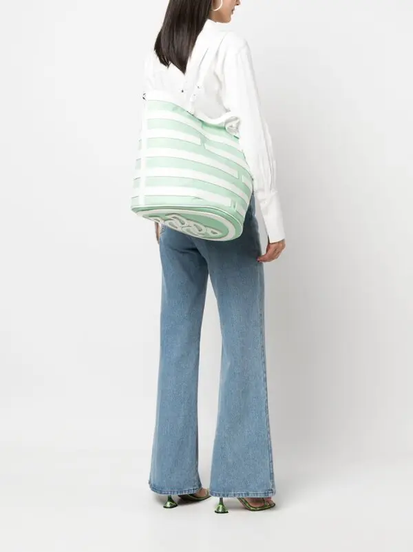 Casadei Stripe-pattern Leather Tote Bag - Green