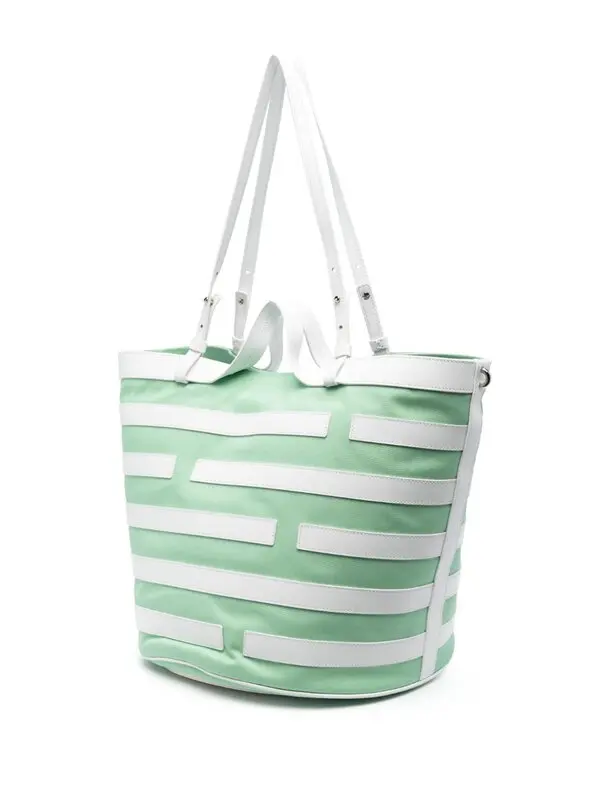 Casadei Stripe-pattern Leather Tote Bag - Green