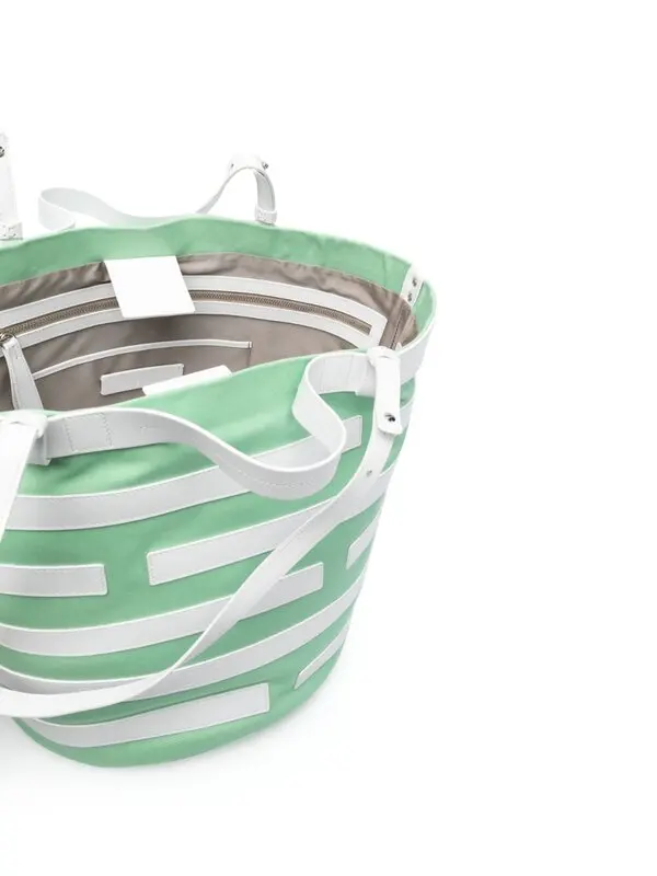 Casadei Stripe-pattern Leather Tote Bag - Green