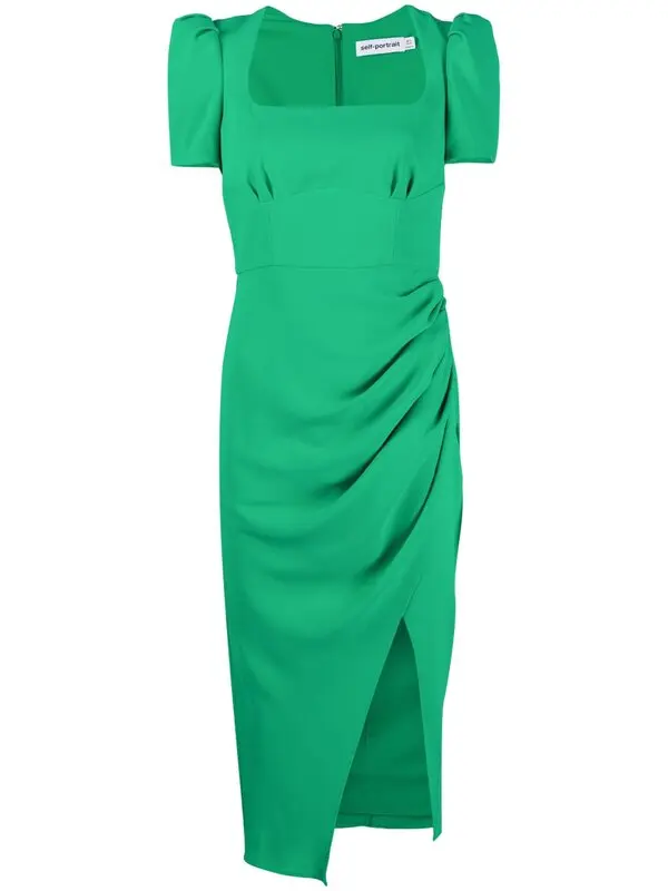 SELF-PORTRAIT Gathered Puff-sleeve Dress