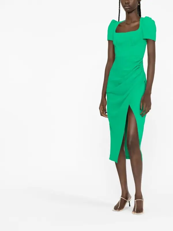 SELF-PORTRAIT Gathered Puff-sleeve Dress