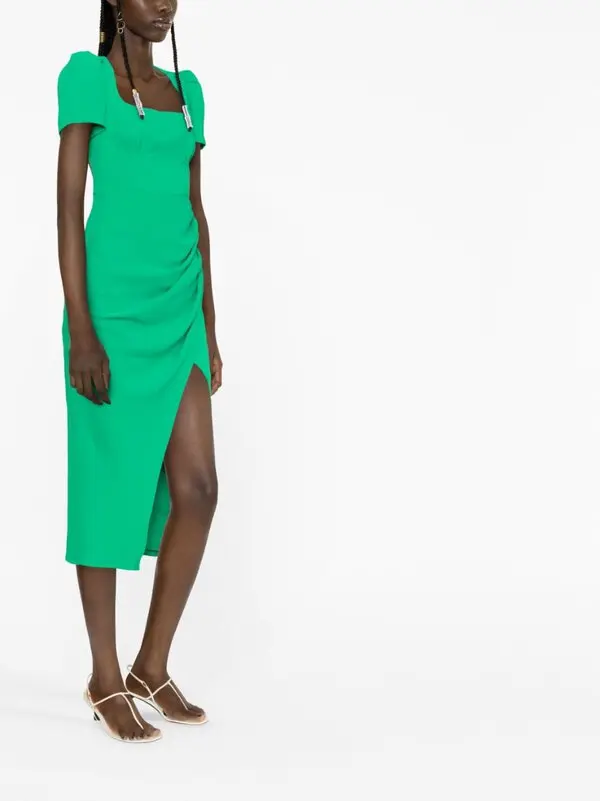 SELF-PORTRAIT Gathered Puff-sleeve Dress