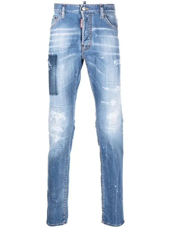 Dsquared2 Light Wash Logo Patch Jeans