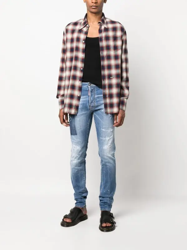 Dsquared2 Light Wash Logo Patch Jeans