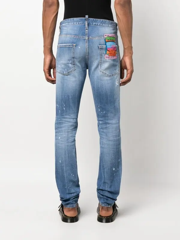 Dsquared2 Light Wash Logo Patch Jeans