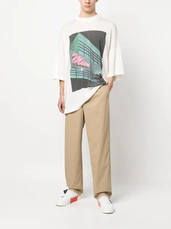 Palm Angels Drawstring-waist Straight-leg Trousers