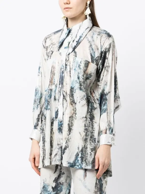 SAIID KOBEISY Sequin Graphic Print Shirt