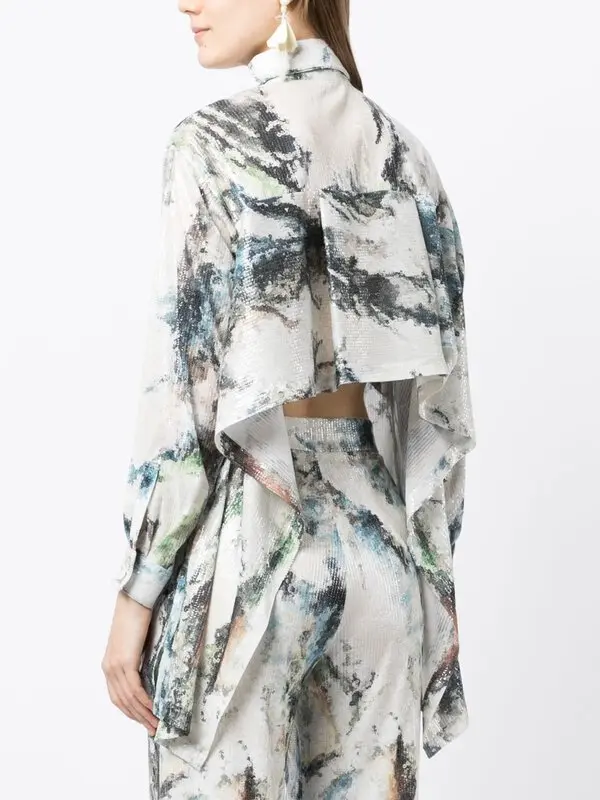 SAIID KOBEISY Sequin Graphic Print Shirt