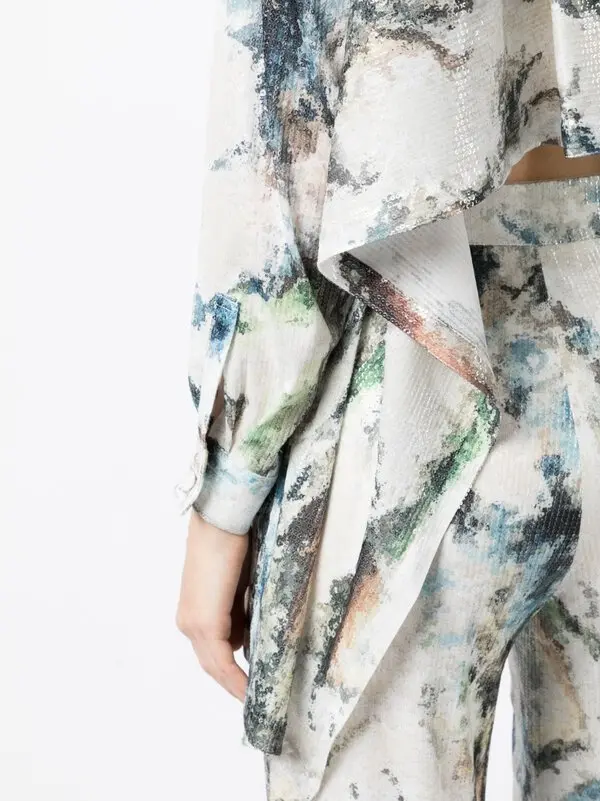 SAIID KOBEISY Sequin Graphic Print Shirt