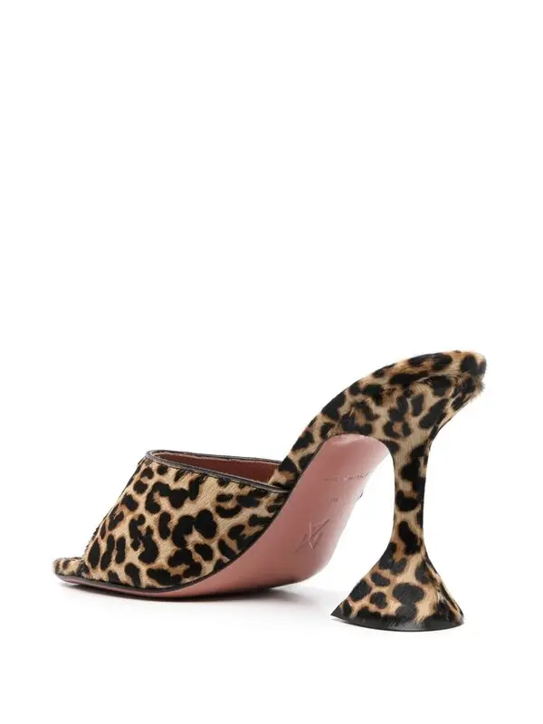 Amina Muaddi Leopard Print Open Toe Sandals - Neutrals