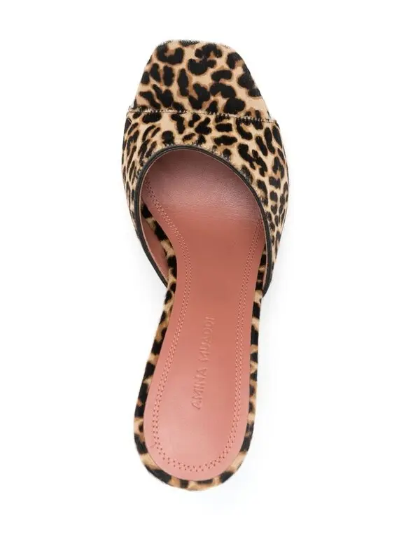 Amina Muaddi Leopard Print Open Toe Sandals - Neutrals