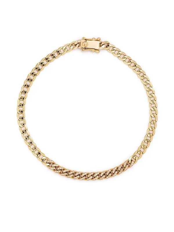 Ef Collection 14kt Yellow Diamond Curb Chain Bracelet - Gold
