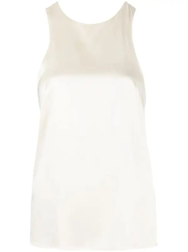 Loulou De Saison Twist-detail Racerback Silk Top - Neutrals