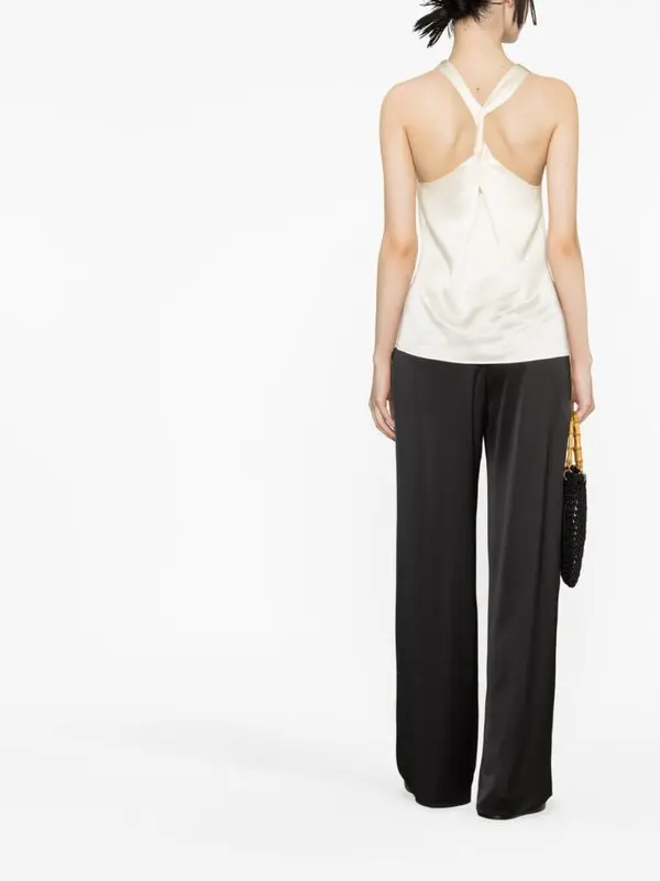 Loulou De Saison Twist-detail Racerback Silk Top - Neutrals