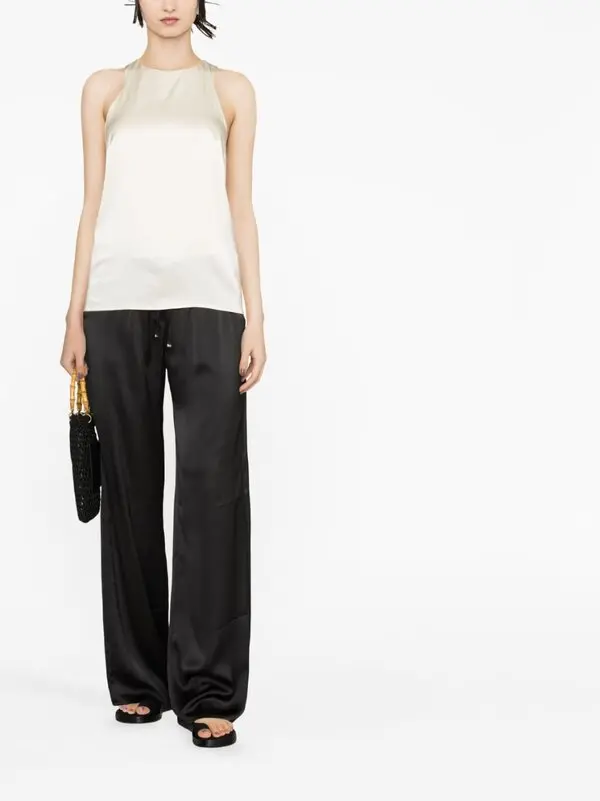 Loulou De Saison Twist-detail Racerback Silk Top - Neutrals