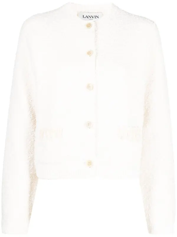 LANVIN Textured-finish Button-fastening Cardigan - White