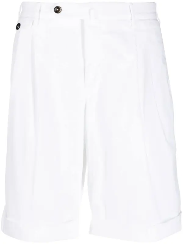 PT TORINO Off-centre Button-fastening Bermuda Shorts - White
