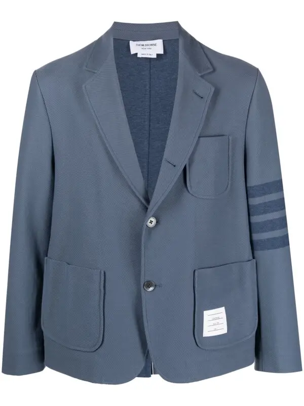 Thom Browne Striped-sleeve Cotton Blazer - Blue