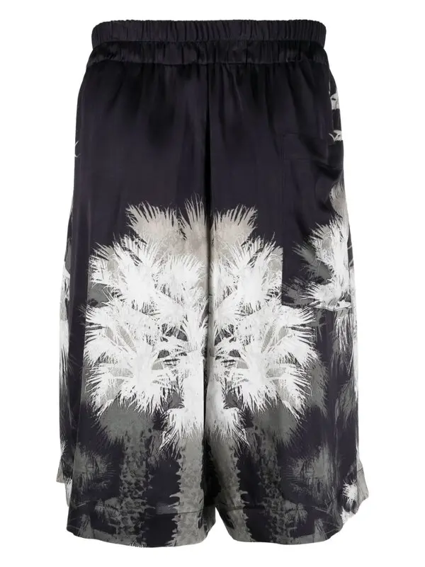 LANEUS Palm-tree Print Shorts - Black