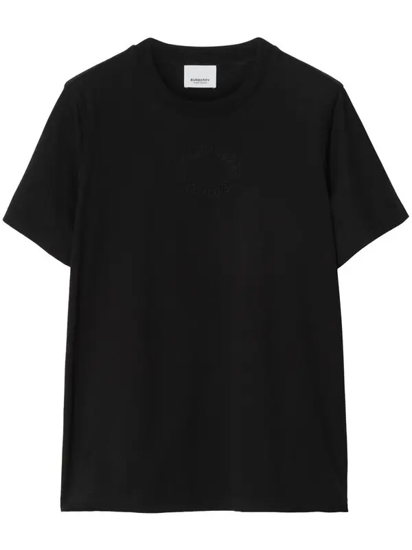 Burberry Embroidered-logo T-shirt - Black
