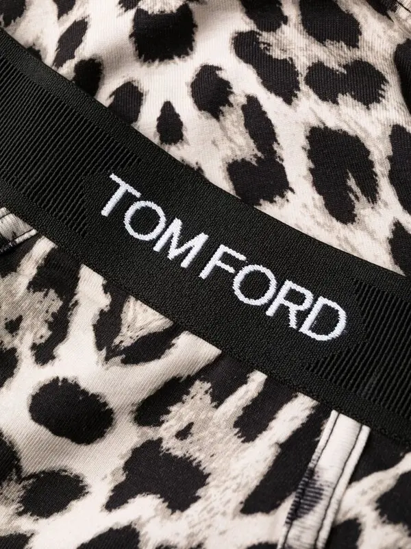 TOM FORD Cheetah-print Logo-waistband Briefs - Neutrals