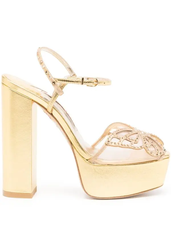 SOPHIA WEBSTER Farfalla Crystal-embellished Sandals - Gold