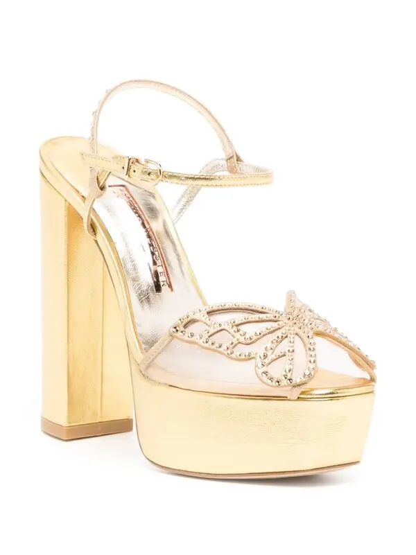SOPHIA WEBSTER Farfalla Crystal-embellished Sandals - Gold