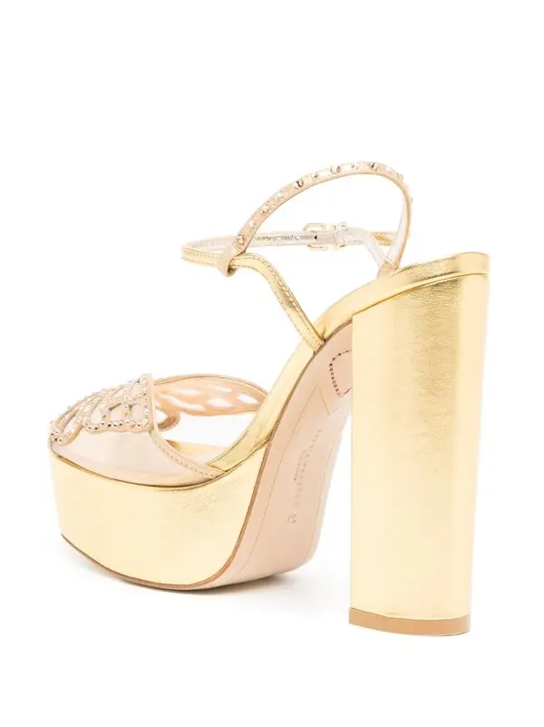 SOPHIA WEBSTER Farfalla Crystal-embellished Sandals - Gold