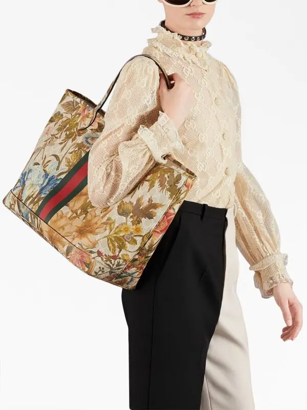 Gucci Large Ophidia Gg Flora Print Tote Bag
