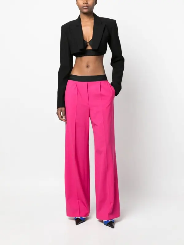 MSGM Logo Waistband Wide-leg Trousers - Pink