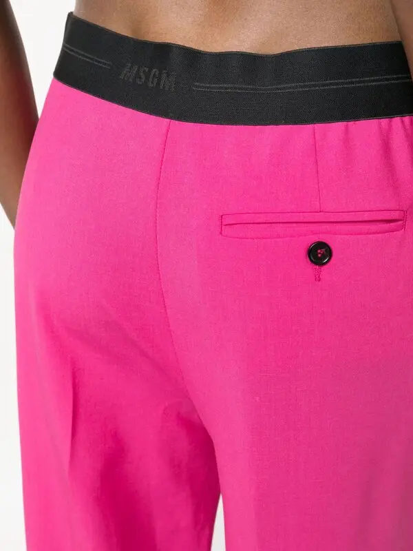 MSGM Logo Waistband Wide-leg Trousers - Pink
